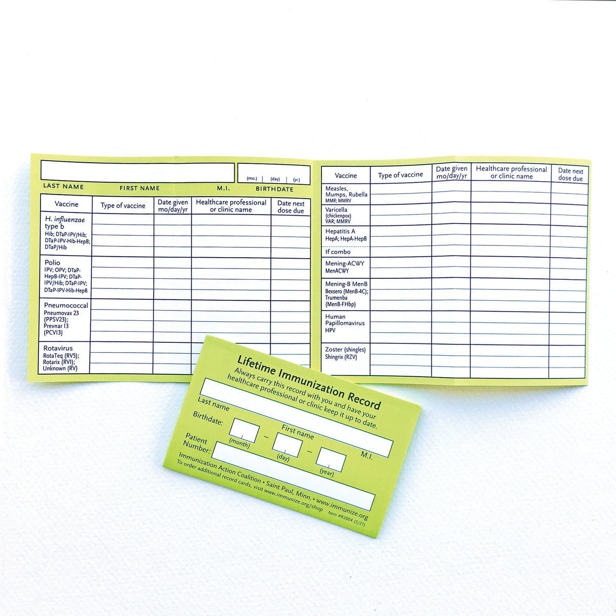 Immunization Record Cards– Immunize.org