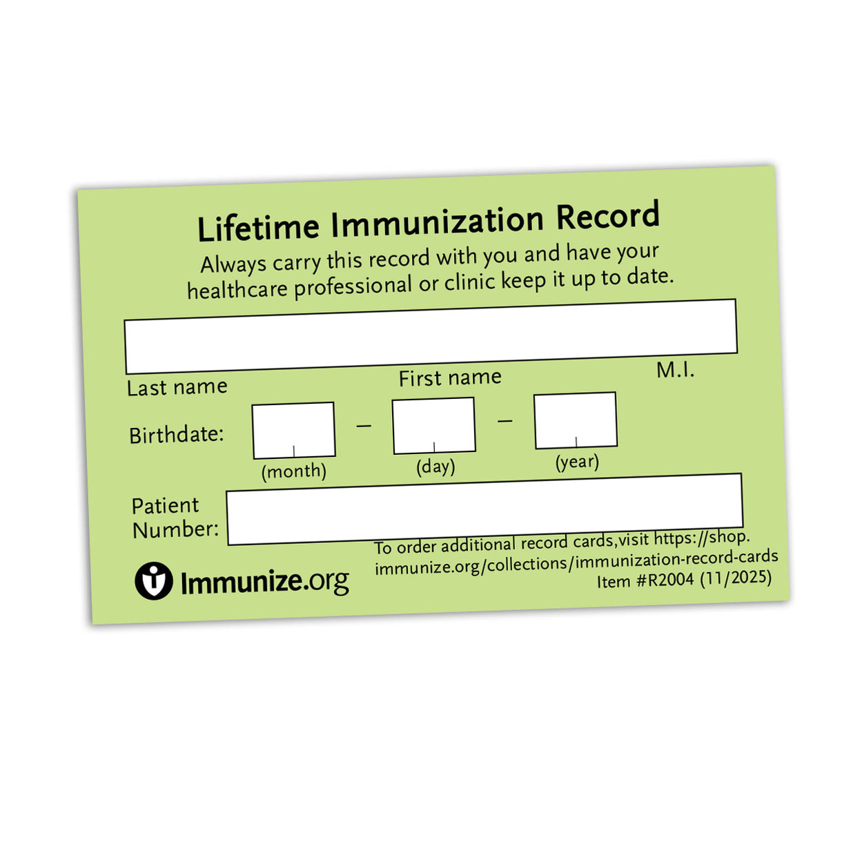 Wallet-Sized Lifetime Immunization Record Cards (Box of 250)– Immunize.org