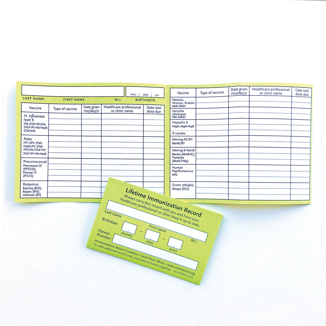 Immunization Record Cards– Immunize.org